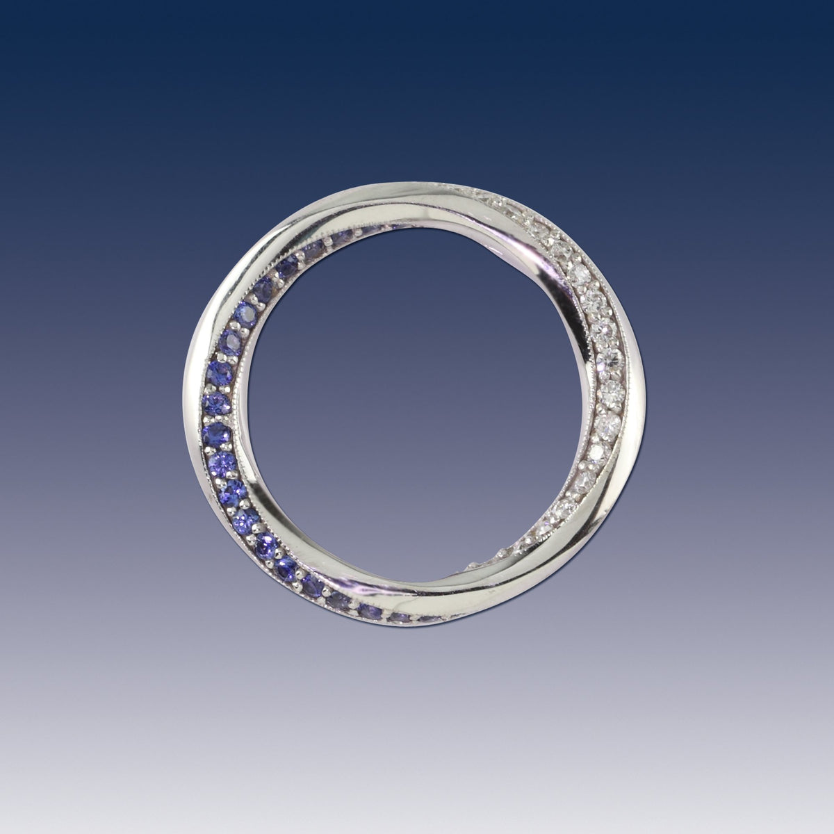 Mobius Wave Necklace - Gold, Diamond and Sapphire Wave Pendant ...